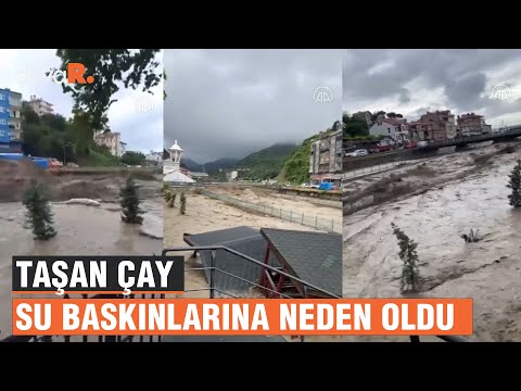 İnebolu'da sağanak nedeniyle taşan çay su baskınlarına neden oldu