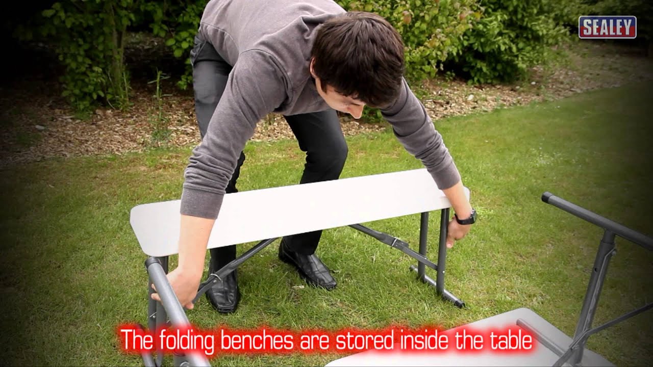 Sealey GL87 Portable Folding Table & Bench Set.wmv - YouTube