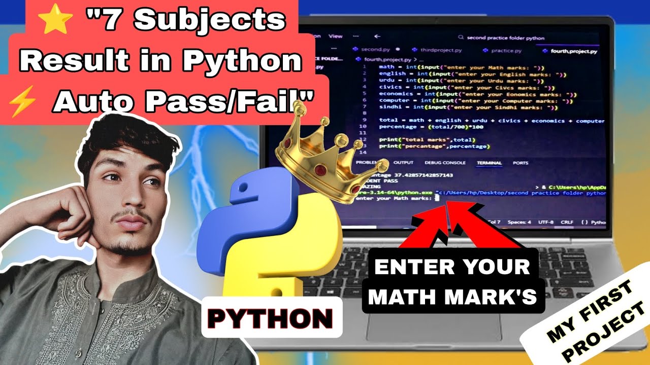 "Python Student Result System | 7 Subjects Auto Pass/Fail Program ...