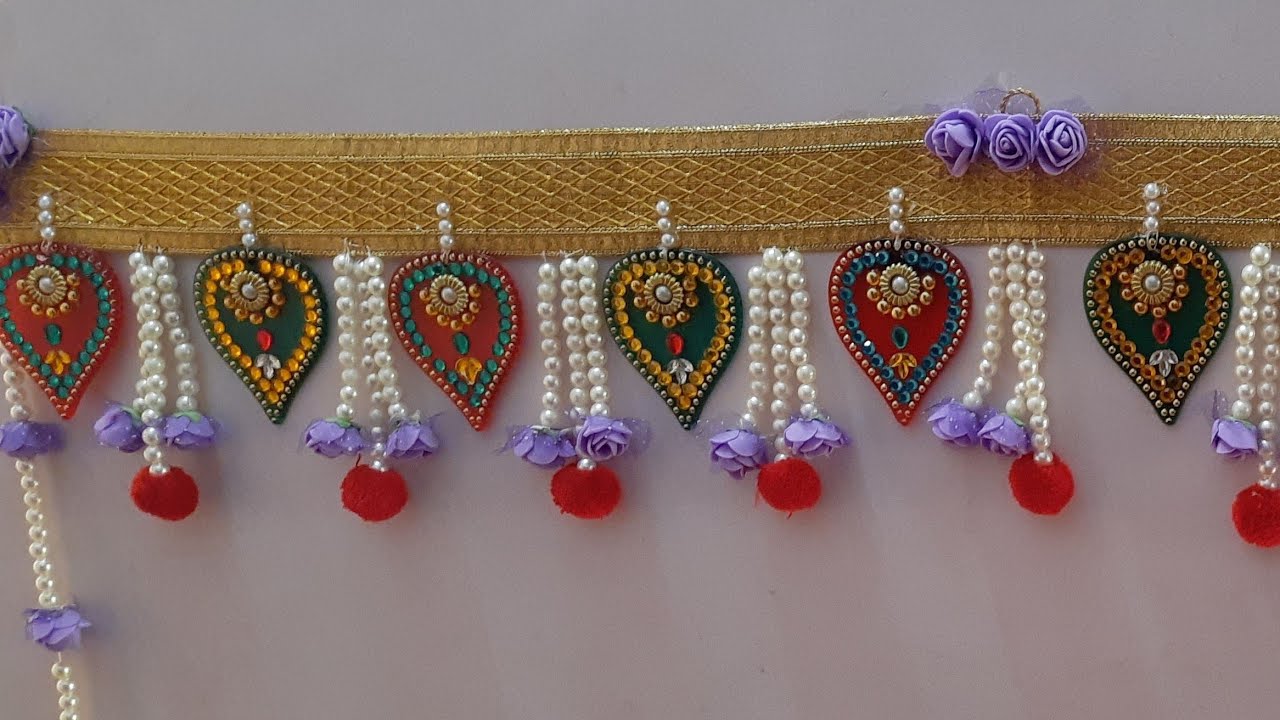 Acrylic rangoli से बनाइये डोर तोरण | toran design | Toran making at ...