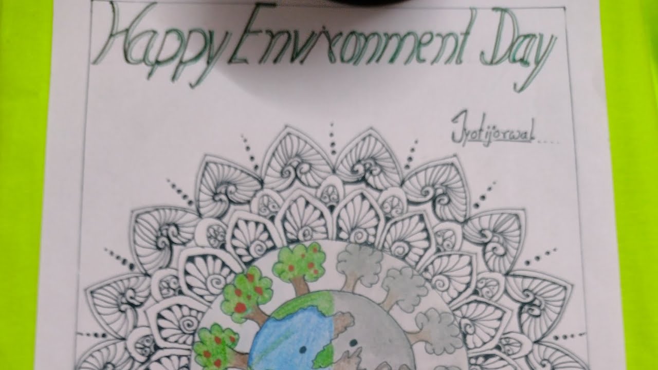 How to draw doodle on environment day step by step - YouTube