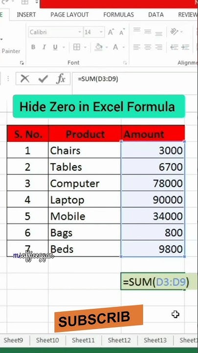 How to hide zero in Excel| Interview question & answers in Excel #excel #msofficegyan #shorts # ...