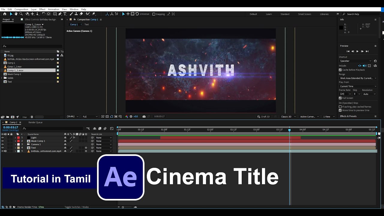 How to Create Movie Titles | Create Cinematic Movie Title in After ...