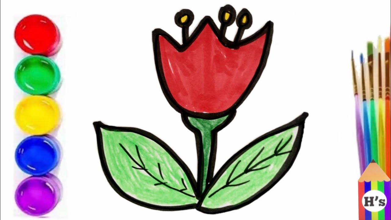 How To Draw a Cute Flower | рисуем цветок для детей | Bolalar uchun gul ...