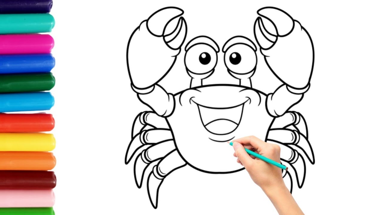 Red crab painting and coloring for kids and toddlers / For Kids Hub ...