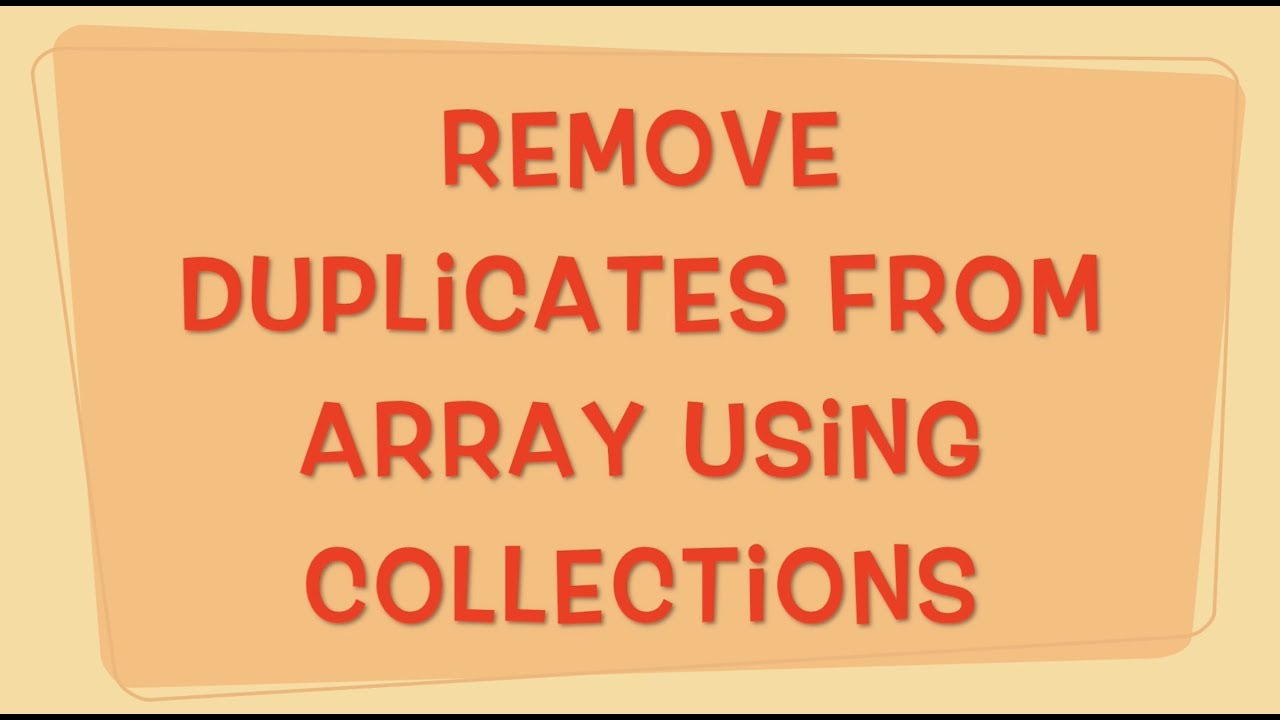 Remove Duplicates From Array Using Collections In Java Youtube 4993