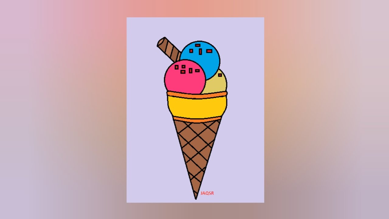 Ice Cream Drawing | Cone Ice Cream | Art | MS Paint | Easy Drawing ...