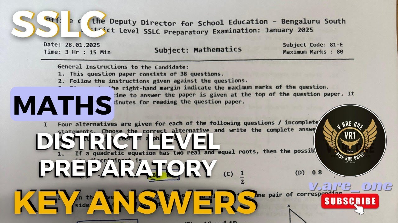 SSLC MATHS DISTRICT LEVEL QUESTION PAPER WITH ANSWERS 2024-25 | 2024-25 ...