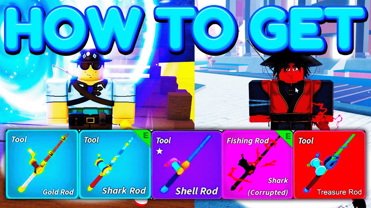 How To GET ALL FISHING RODS In Blox Fruits Gold Rod, Fishing Rod, Shark ...