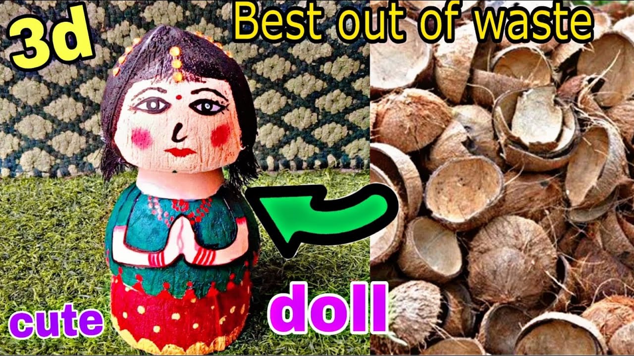 Coconut shell craft/3d Cute head shaking doll using coconut shell /Best ...