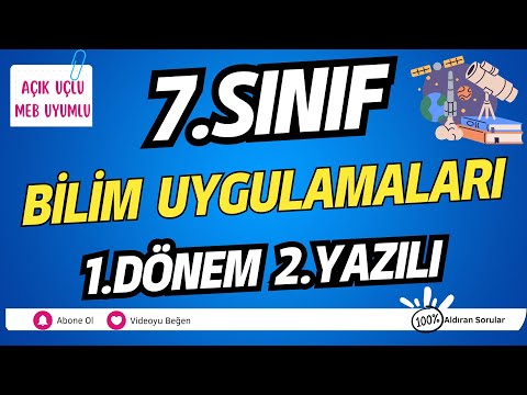 7. Sınıf Bilim Uygulamaları 1. Dönem 2. Yazılı Açık Uçlu Soruları ve Cevapları YENİ