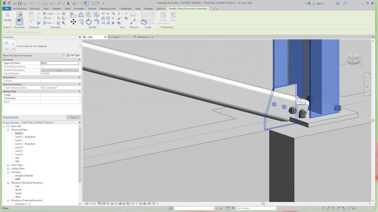 Revit Structure Steel Bracing Connections - YouTube