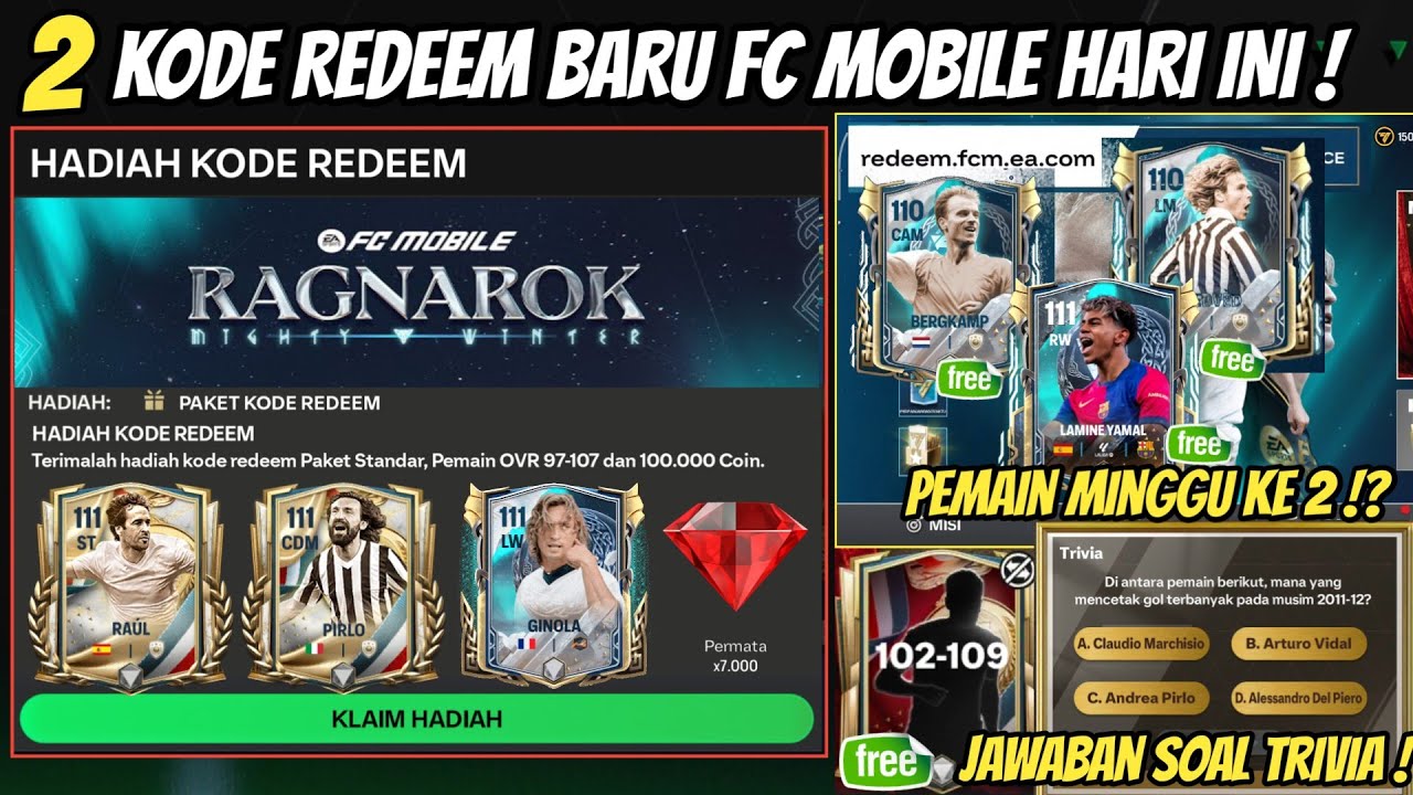 2 KODE REDEEM FC MOBILE TERBARU HARI INI CLAIM PEMAIN 101-111 GRATIS GACHA 75K GEMS FC MOBILE ...