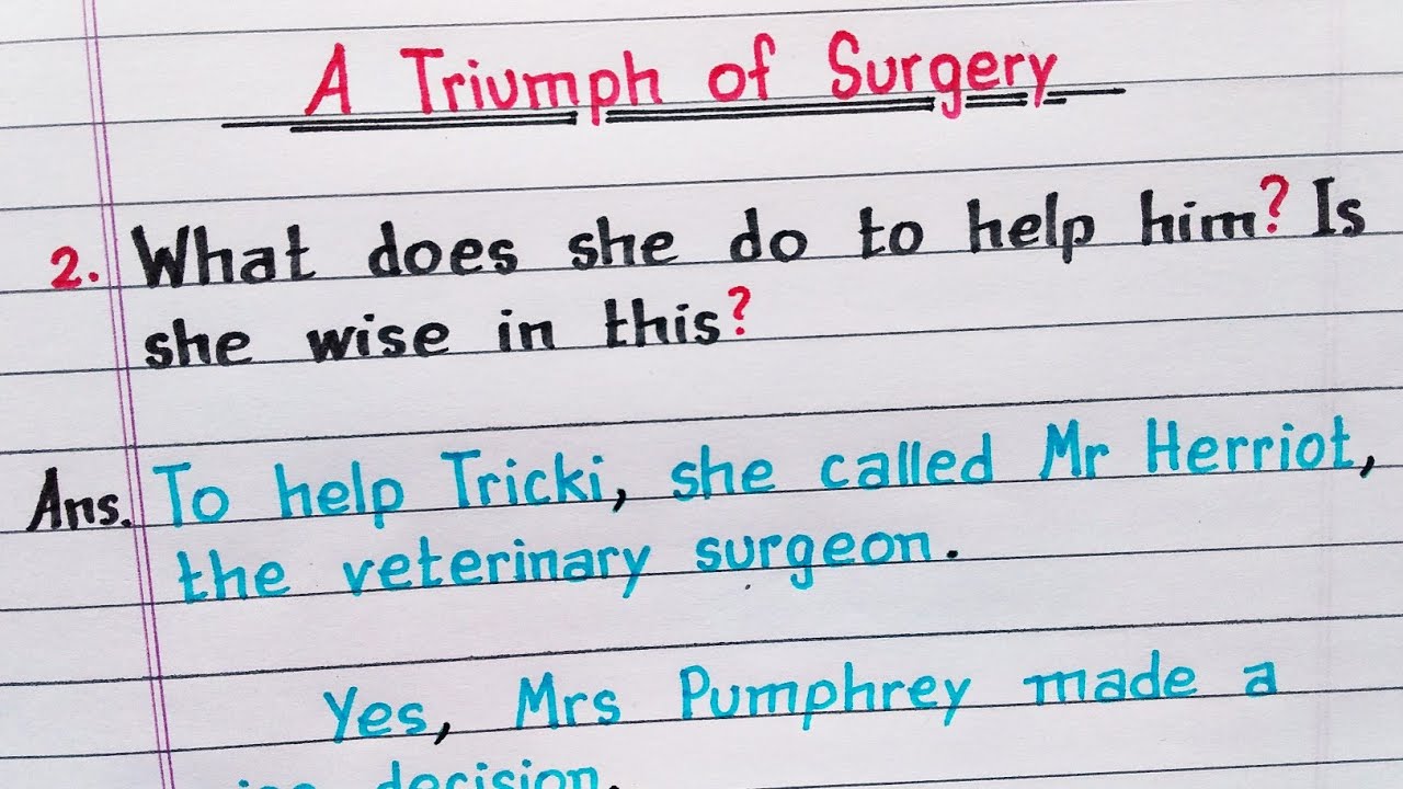What does she do to help him? Is she wise in this? | A Triumph of Surgery | Supplementary ...