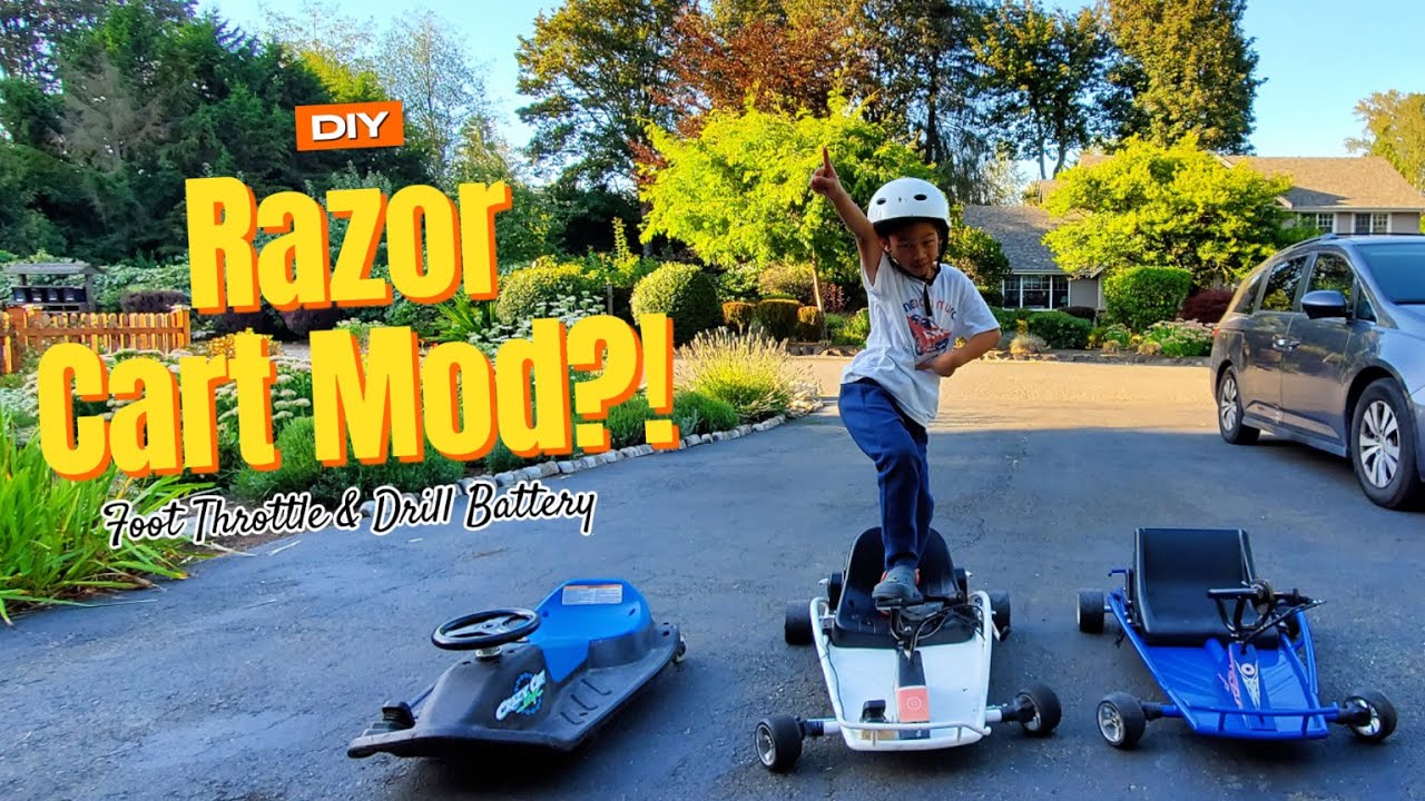 Razor Go Cart (Ground Force) Mod: Drill Battery & Foot Pedal Throttle ...