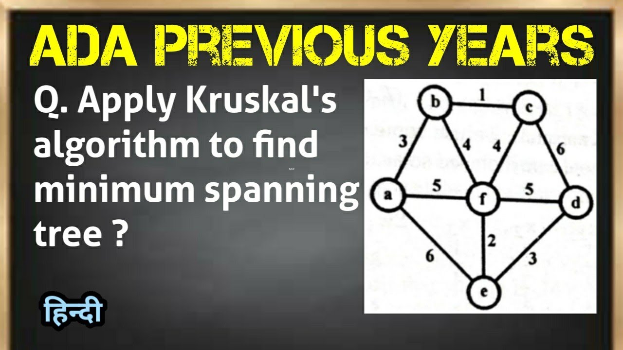 Apply Kruskal’s algorithm to find the minimum spanning tree of the ...
