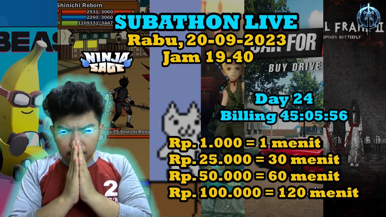 [SUBATHON LIVE] GRINDING NINJA SAGE, STUMBLEGUYS, CAT MARIO, DN2 RETURN ...