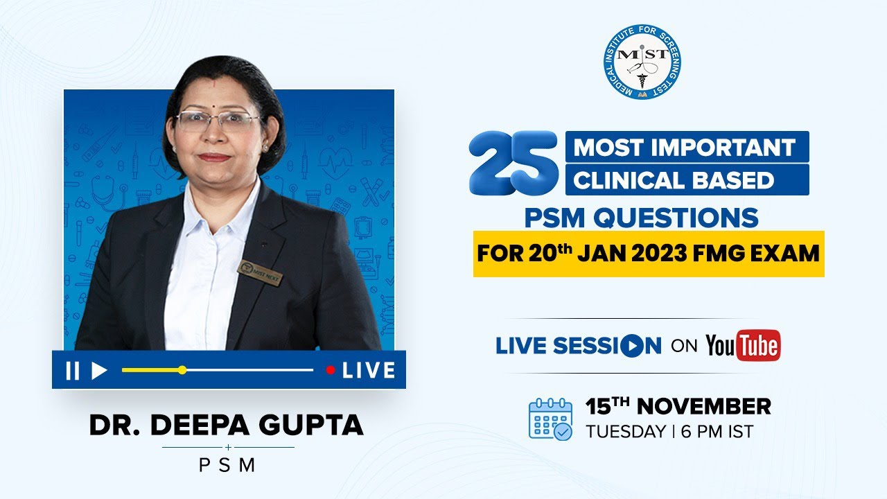 25 Most Important Clinical PSM Questions | Dr. Deepa Gupta | MIST FMGE - YouTube