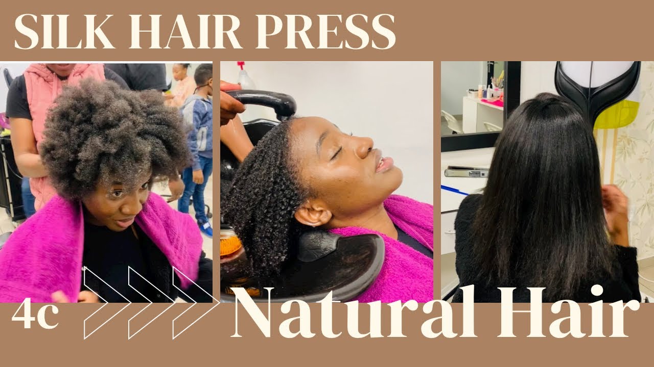 Silk press on type 4c NATURAL HAIR| real hair length check after a year ...