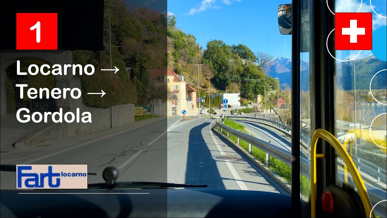 [4K] 🇨🇭 Cab Ride: FART LOCARNO BUS | 1: Locarno → Tenero → Gordola ...