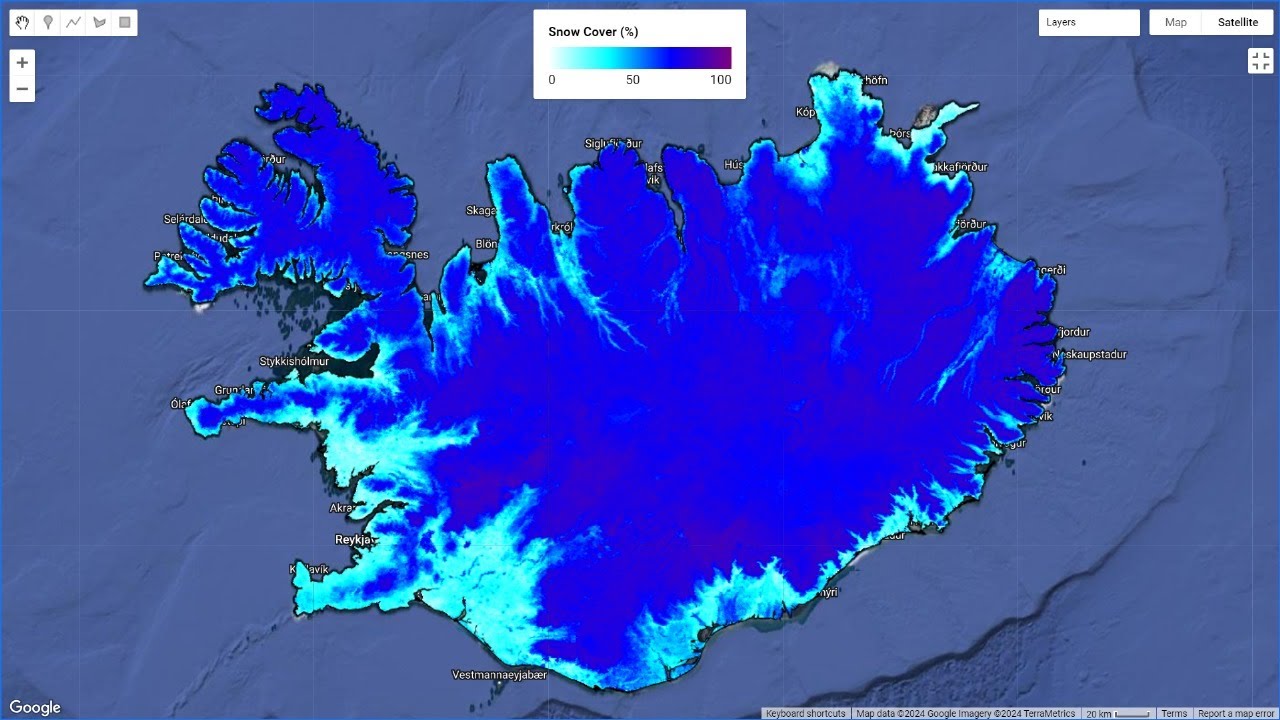 Snow Cover Map using Google Earth Engine || Calculate snow cover area ...