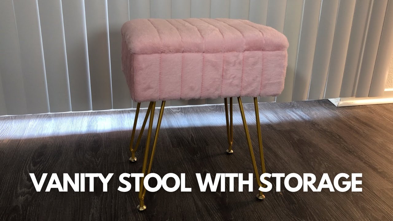 Vanity Stool with Storage - YouTube
