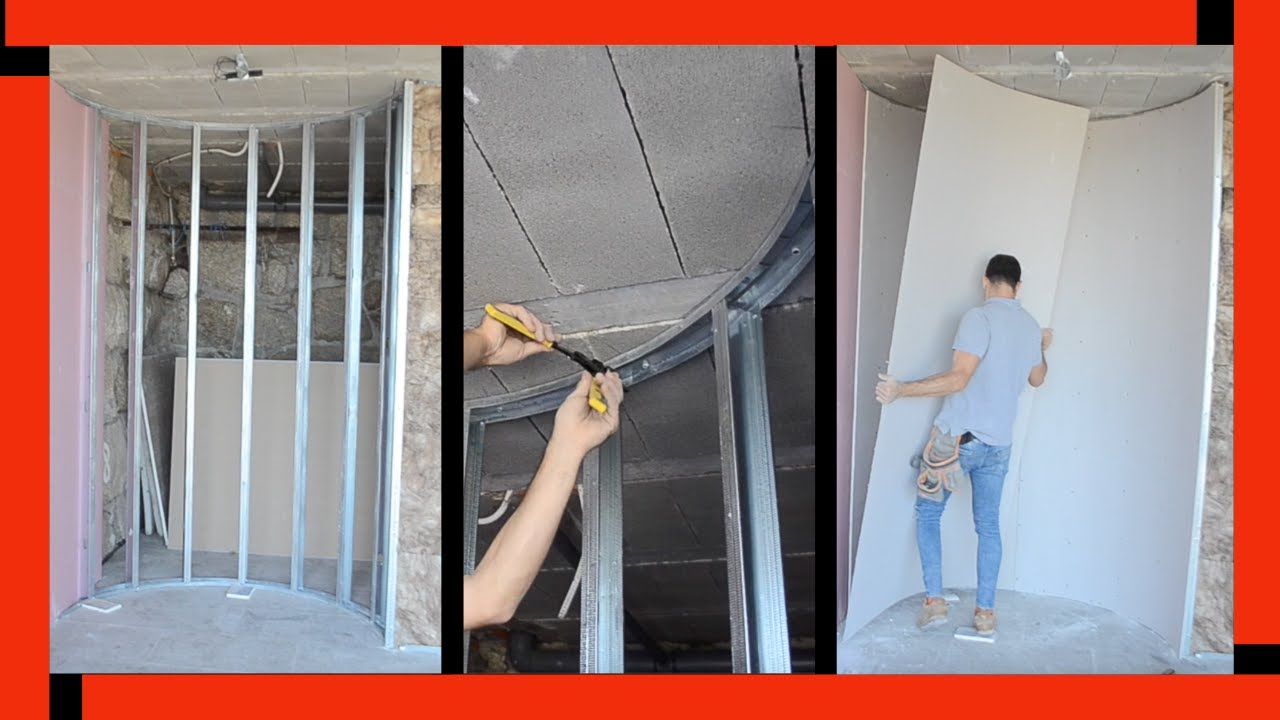 🔥 Cómo Hacer una Pared Curva de Drywall con Perfiles de 70 mm 🤜 pladur ...