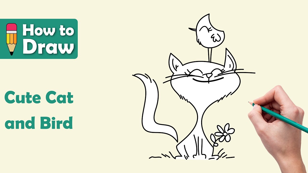 Draw a Cute Cat & Bird in Minutes! Beginner Tutorial 🚀🐾 # ...