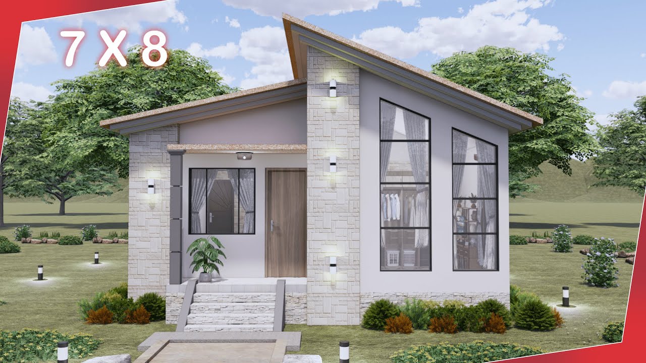 Plano de Casa 2 Habitaciones 7x8 Metros - YouTube
