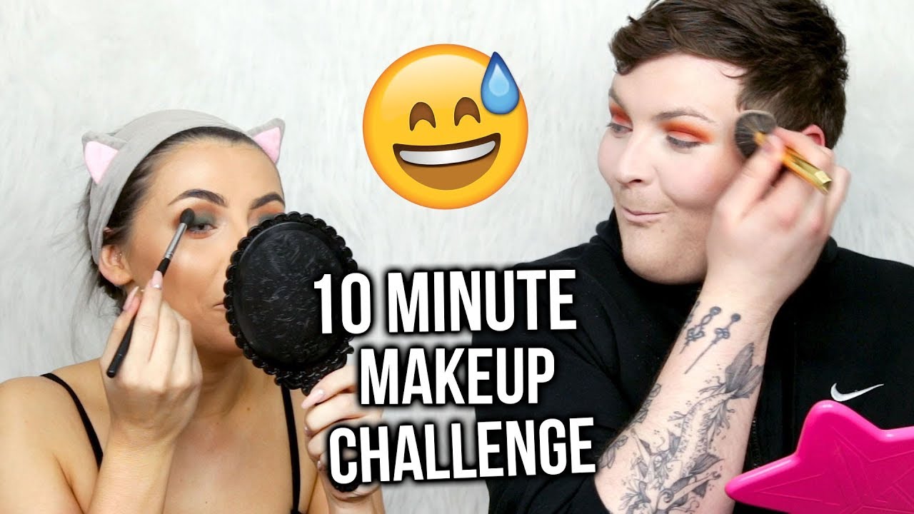 TEN MINUTE FULL GLAM MAKEUP CHALLENGE FEAT. MAKEUPBYJAACK! OUR POOR ...
