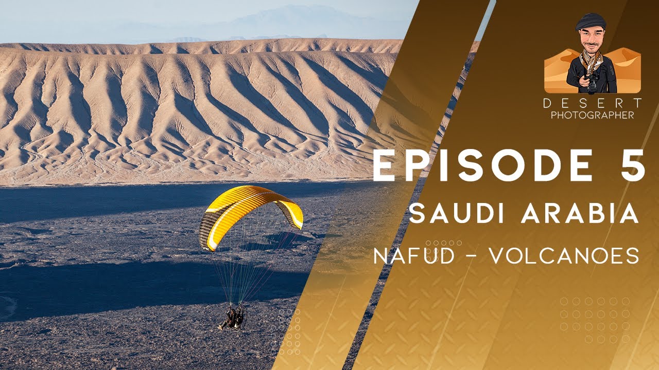 Adventure flying in the volcanoes of Saudi Arabia. Nafud desert ...