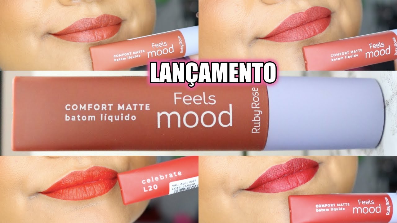 NOVOS BATONS FEELS MOOD RUBY ROSE COMFORT MATTE | RESENHA - YouTube