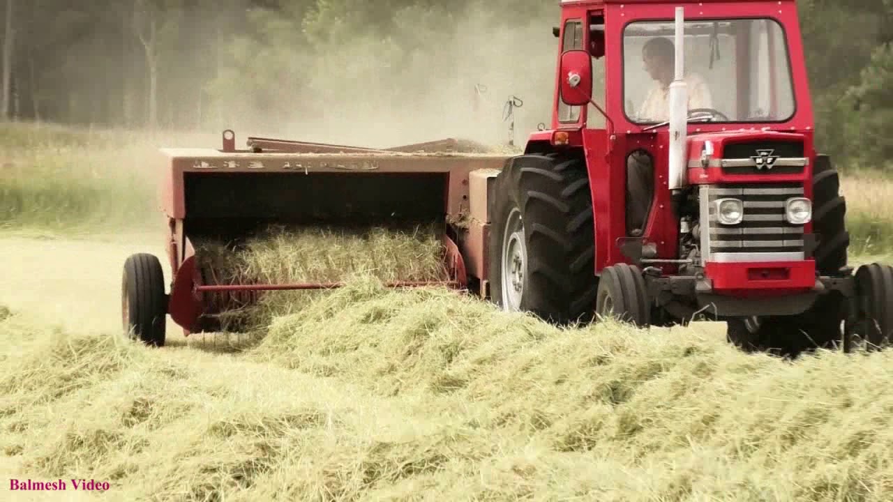 Baling Small-Bale Hay with MF 185. - YouTube