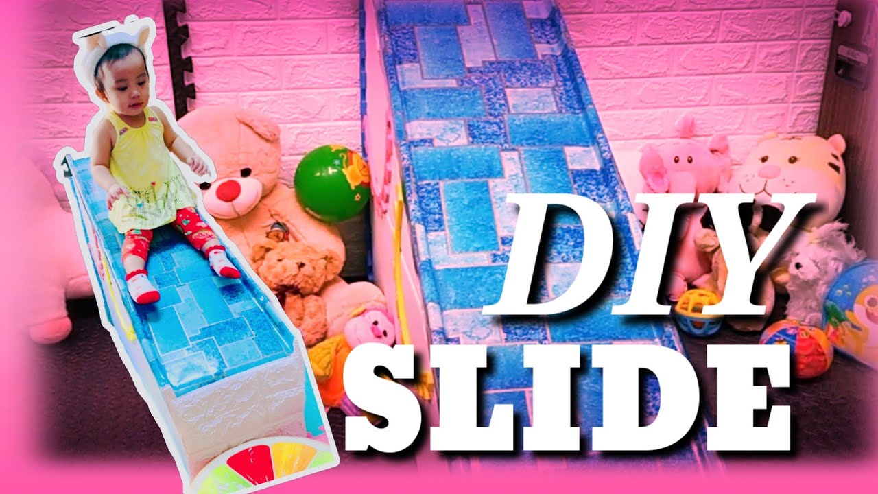 DIY SLIDE || Lockdown fun for kids || How to build a cardboard slide ...
