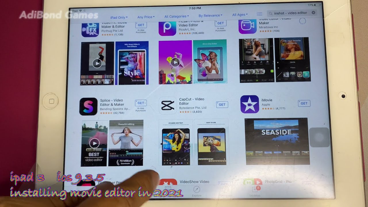 iPad 3 Test Installing Movie Editor Inshot imovie kinemaster capcut ...