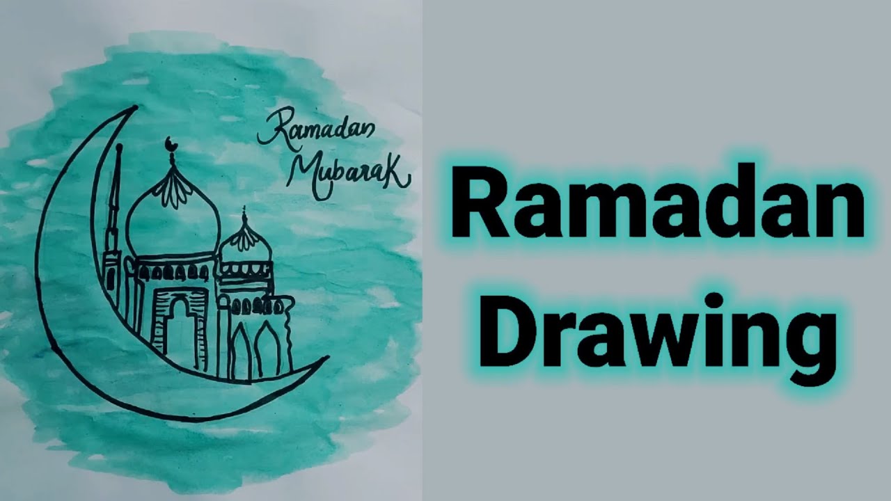 Ramadan Drawing Easy | How to Draw Ramadan Mubarak | Poster Easy Steps ...