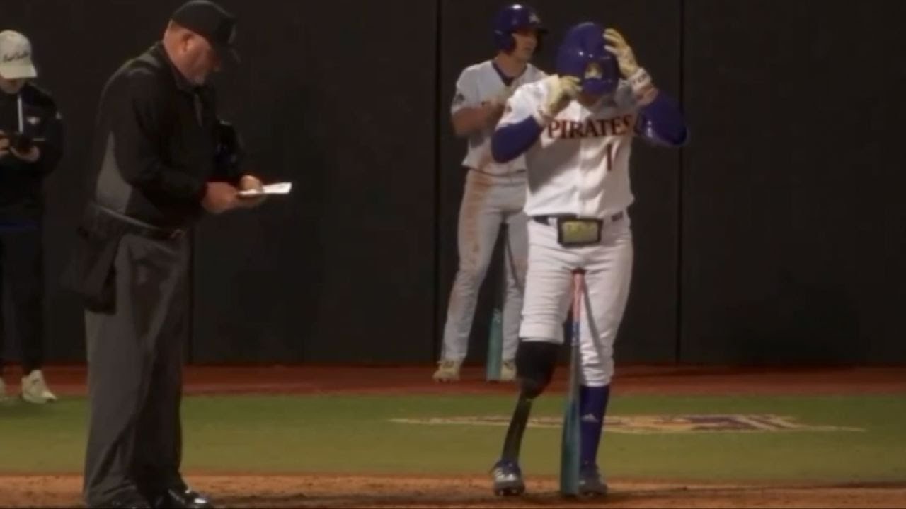 First D1 College Baseball Player To Play With Prosthetic Leg - YouTube