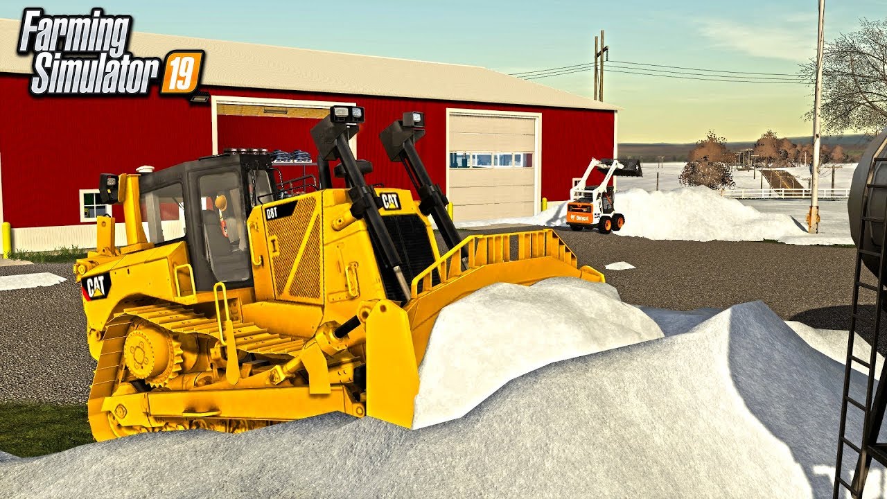 NEW CAT D8 DOZER PUSHING SNOW! (DEF NOT OVERKILL) | FARMING SIMULATOR ...