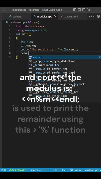 Finding the remainder using modulus % operator - YouTube