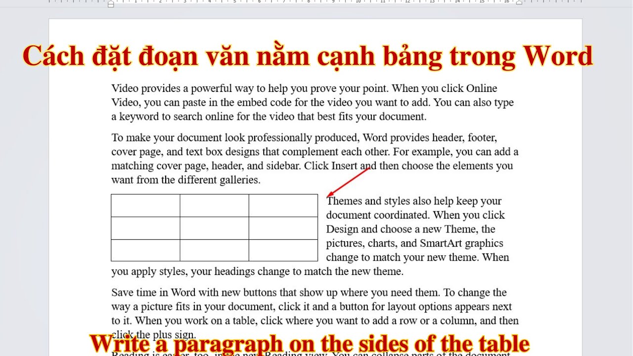 Cách đặt đoạn văn nằm cạnh bên bảng trong word | Write a paragraph on ...