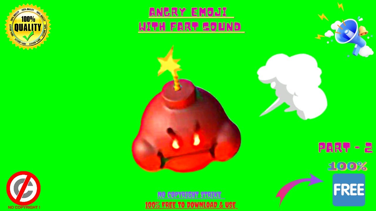Angry Emoji Fart💨Animation Green Screen With Sound Effect🔊No Copyright ...