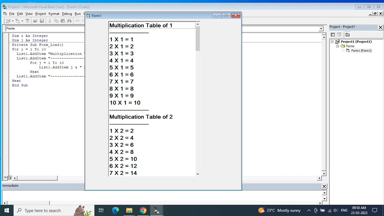 Generate Multiplication Table In Vb6 Step By Step Tutorial With Source Code Youtube 3620