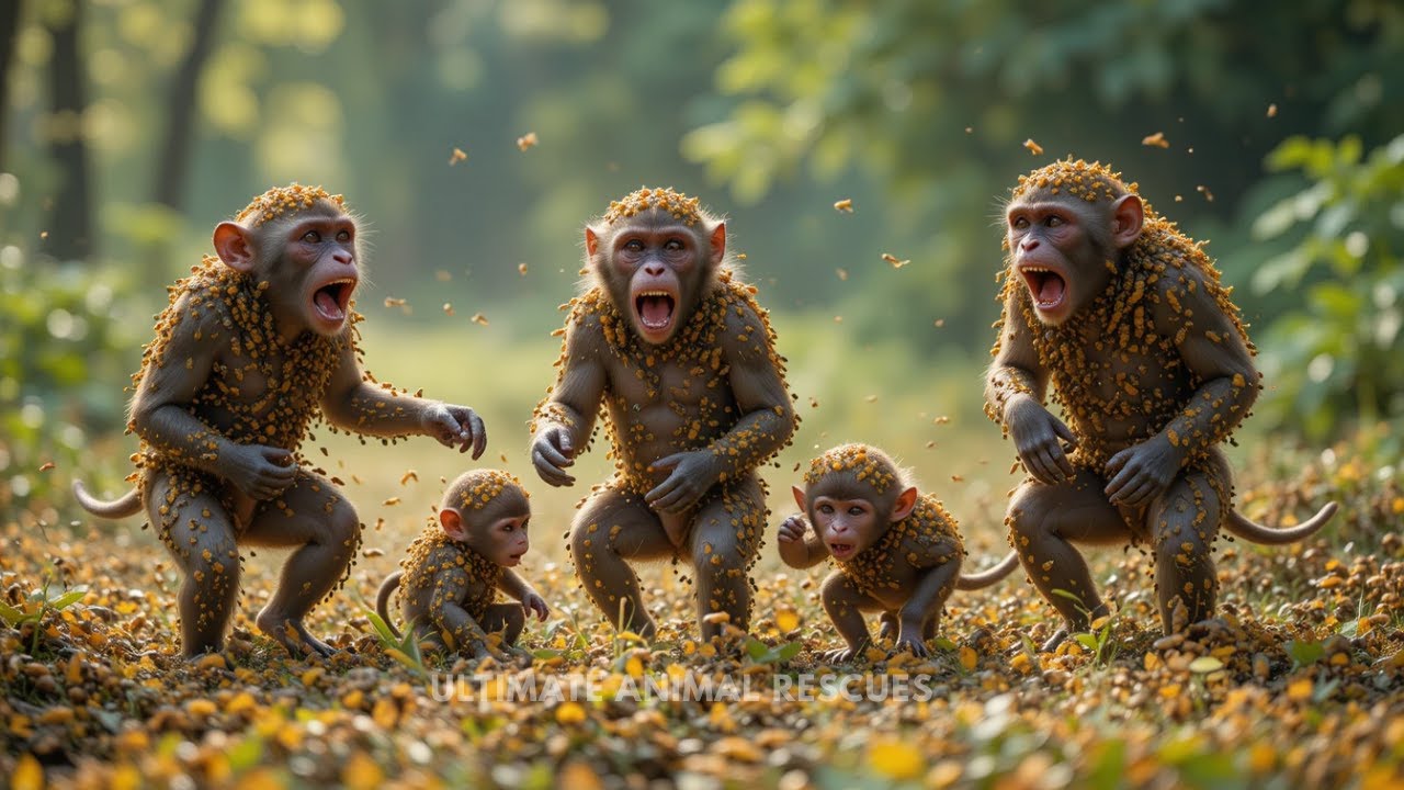 Bee Attack on Monkeys After Hive Disruption in The Forest | Animal ...