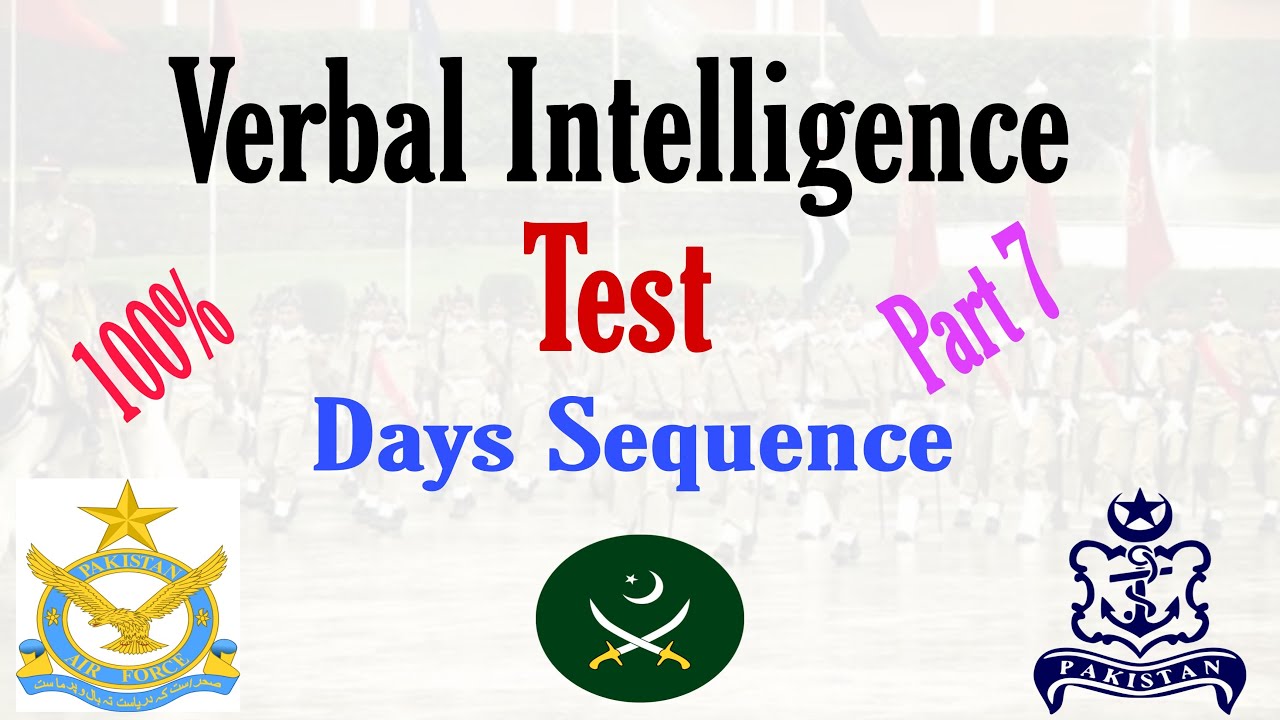 Pass Verbal Intelligence Test Pak Army/Pak Navy/PAF | Days Related ...