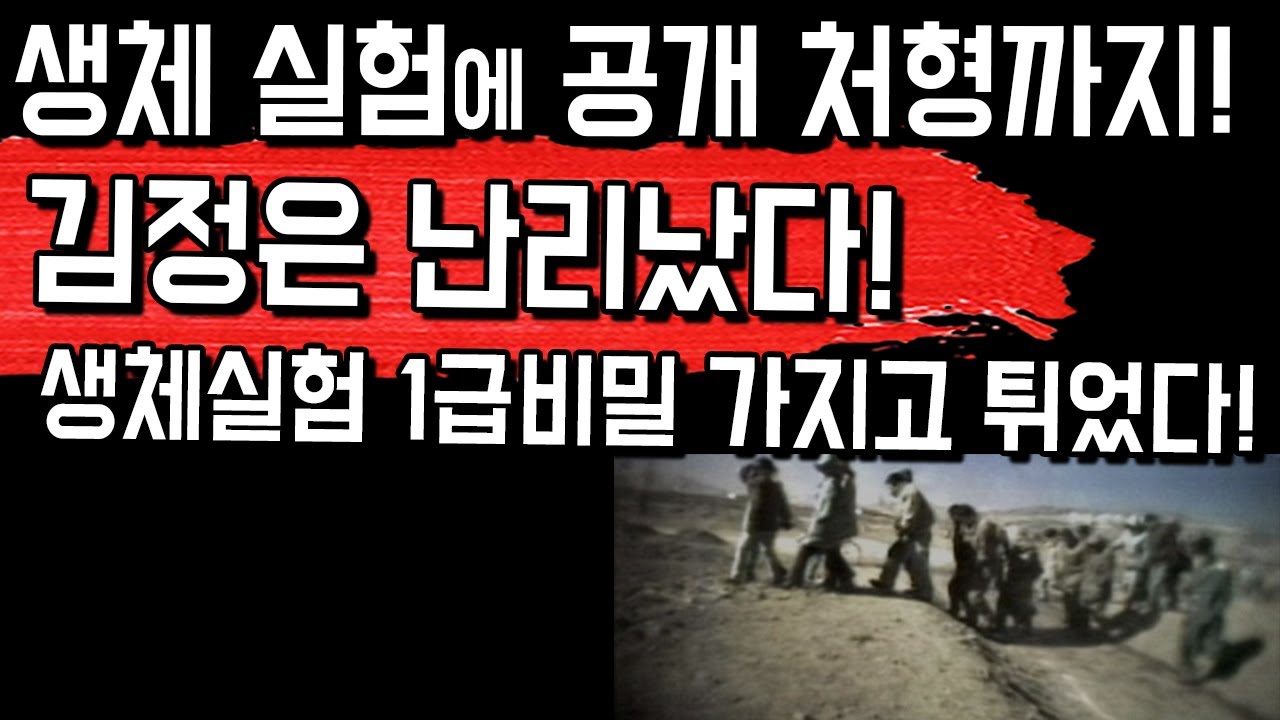 생체실험에 공개처형까지 김정은 난리났다 생체실험 1급비밀 가지고 튀었다 Youtube