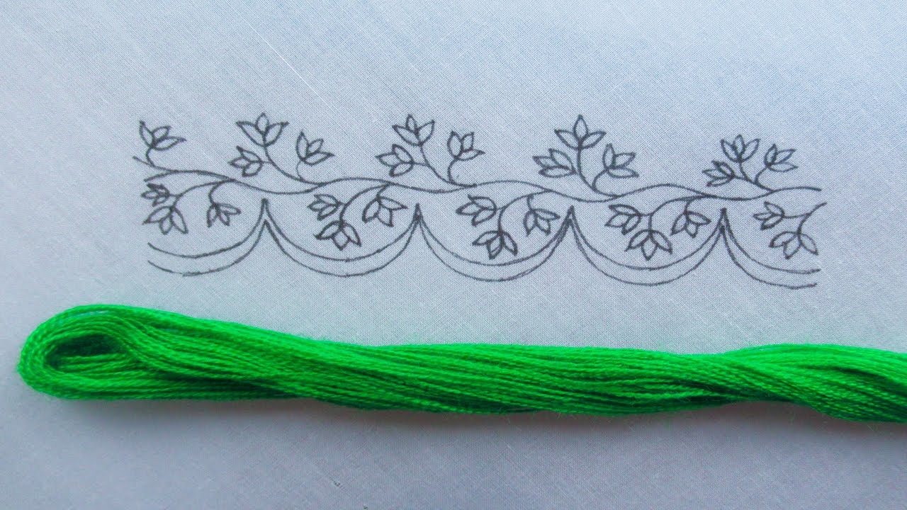 Nakshi kantha border line design,border embroidery,border design - YouTube