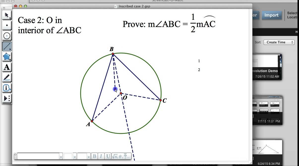 Getting Started Proving Case 2 of the Inscribed Angle Theorem - YouTube