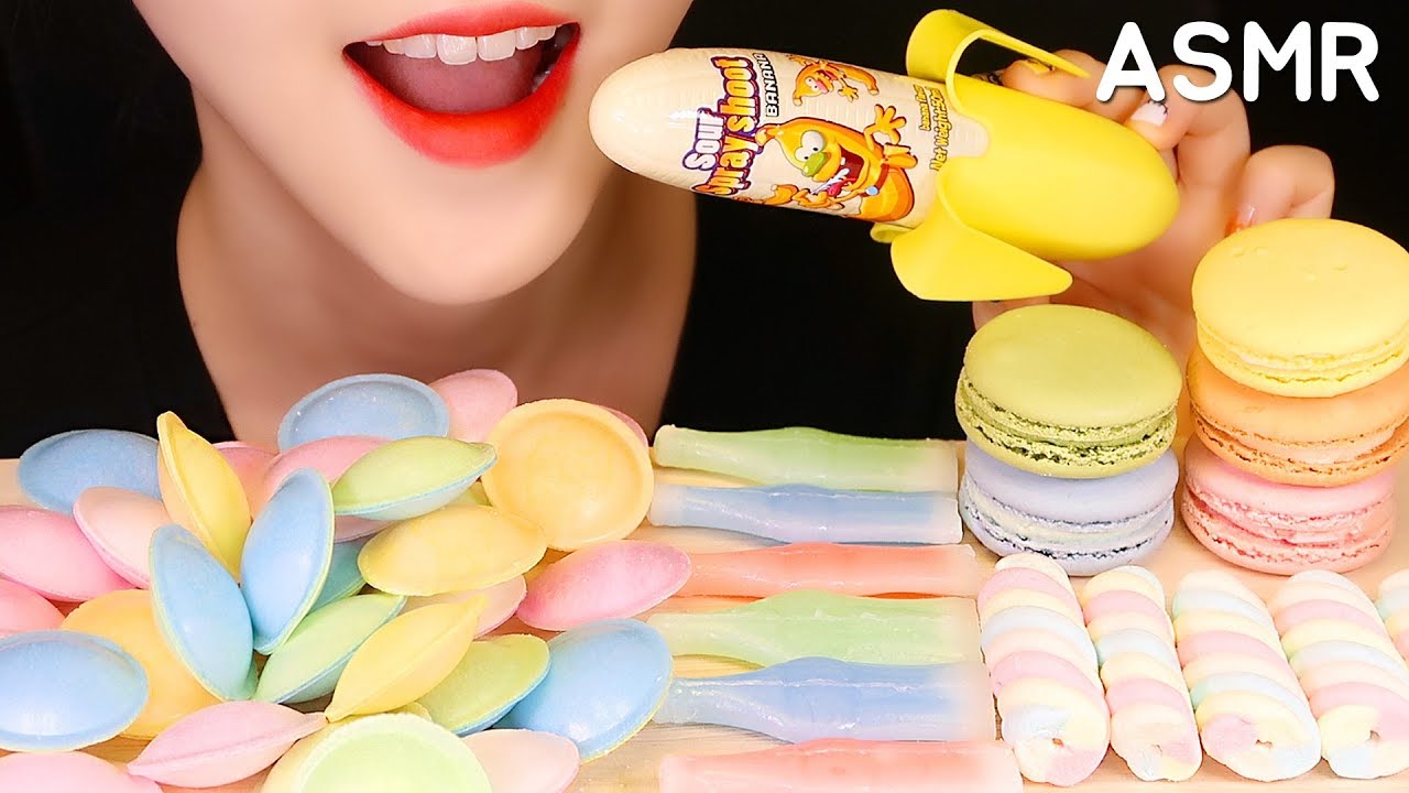 WAX CANDY ASMR UFO CANDY ASMR MACARON ASMR MARSHMALLOW ASMR NO TALKING ...
