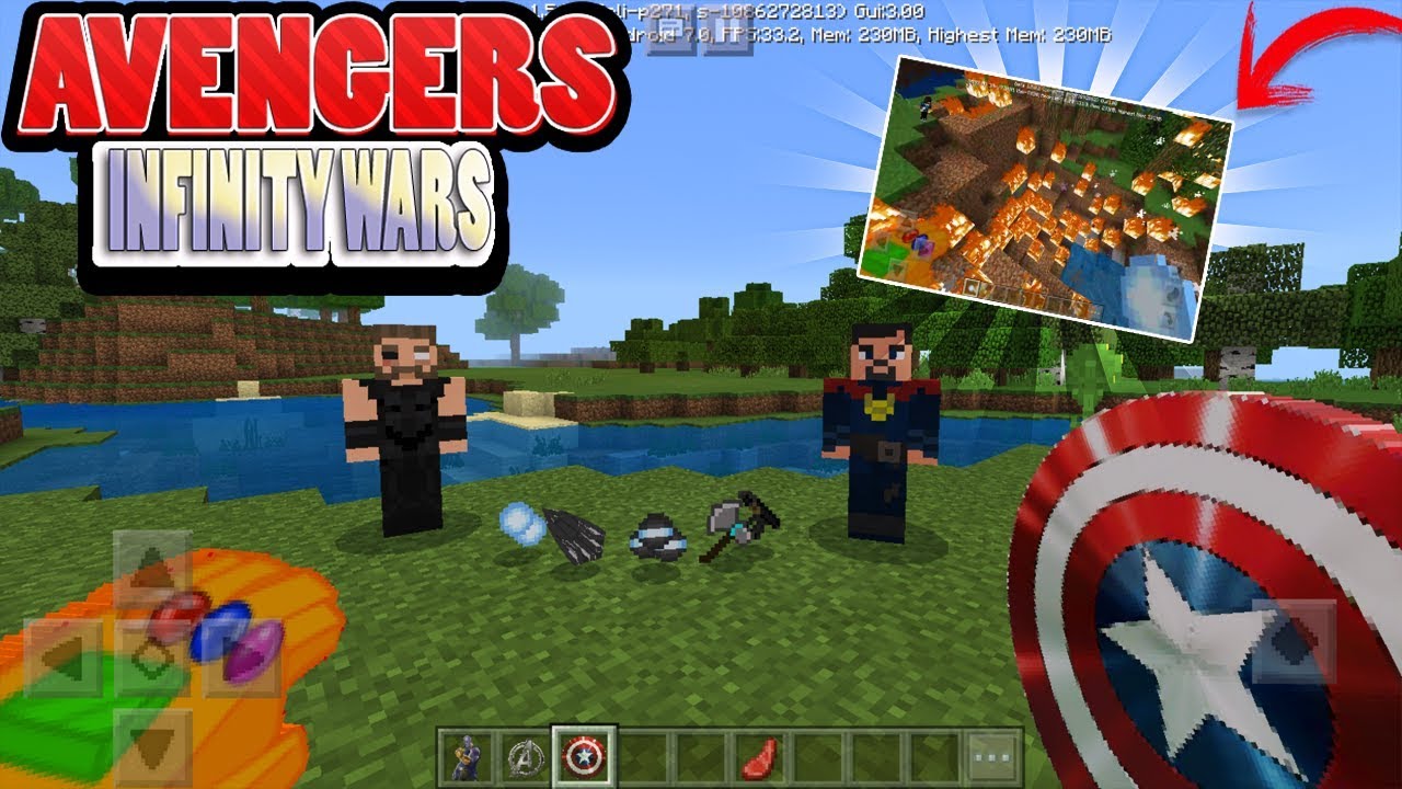 MOD Y SKIN PACKS DE AVENGERS INFINITY WARS/MINECRAFT PE - YouTube