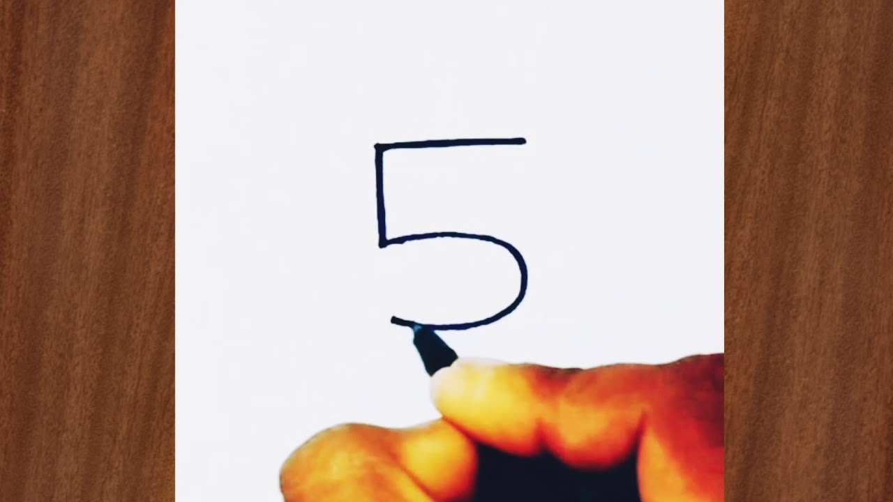 Dolphin drawing easy from number 5 step by step // #dolphindrawing ...